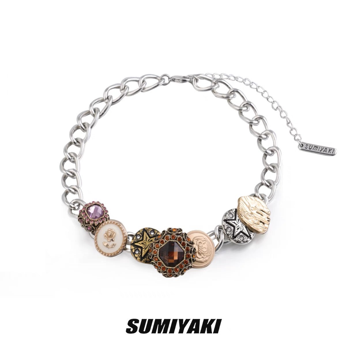 SUMIYAKI Dystopian Sand Dunes Button Necklace - Vintage American Style ...